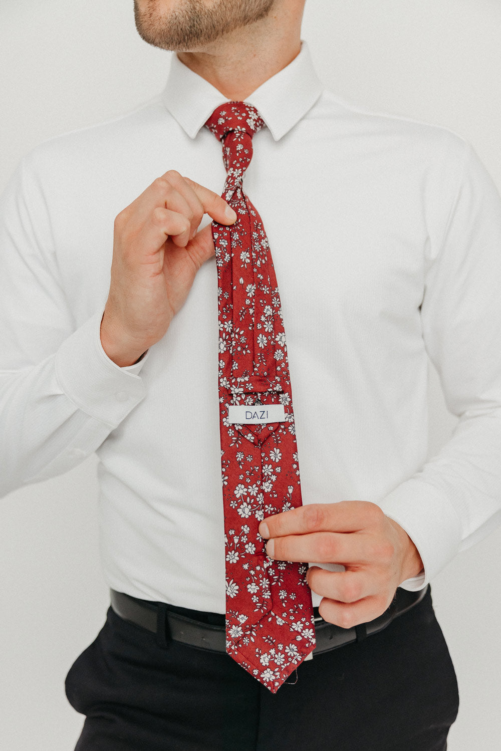 DAZI - Mahogany - Floral Skinny Tie