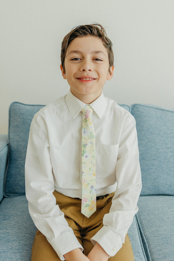 DAZI - Yellow Freesia Boys Tie - Baby & Toddler Pre-Tied Necktie