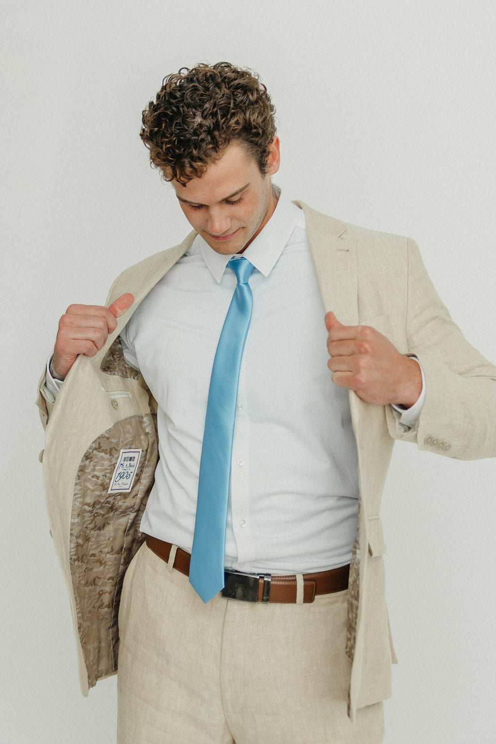 DAZI - Dusty Blue - Solid Polyester Satin Tie