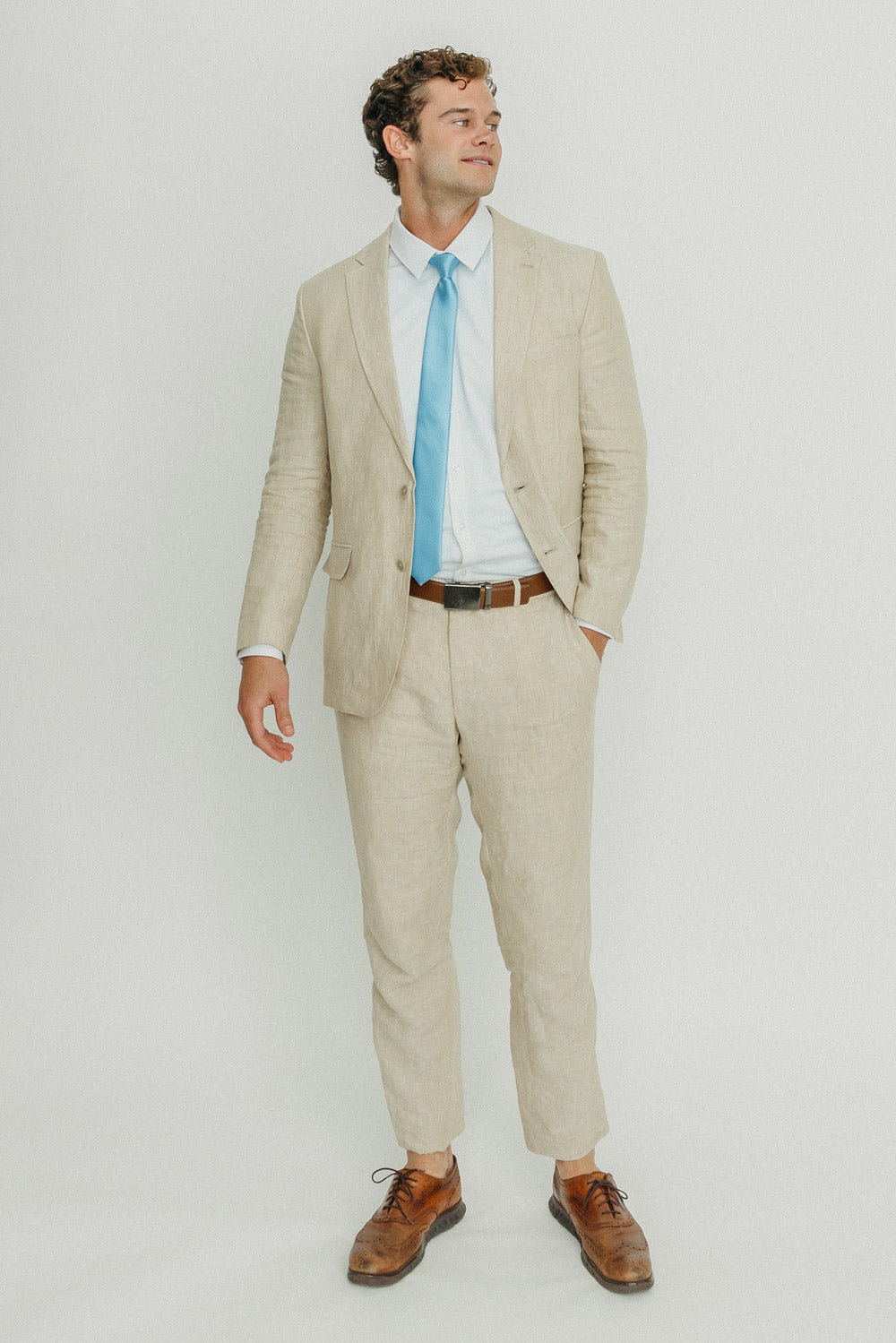 DAZI - Dusty Blue - Solid Polyester Satin Tie