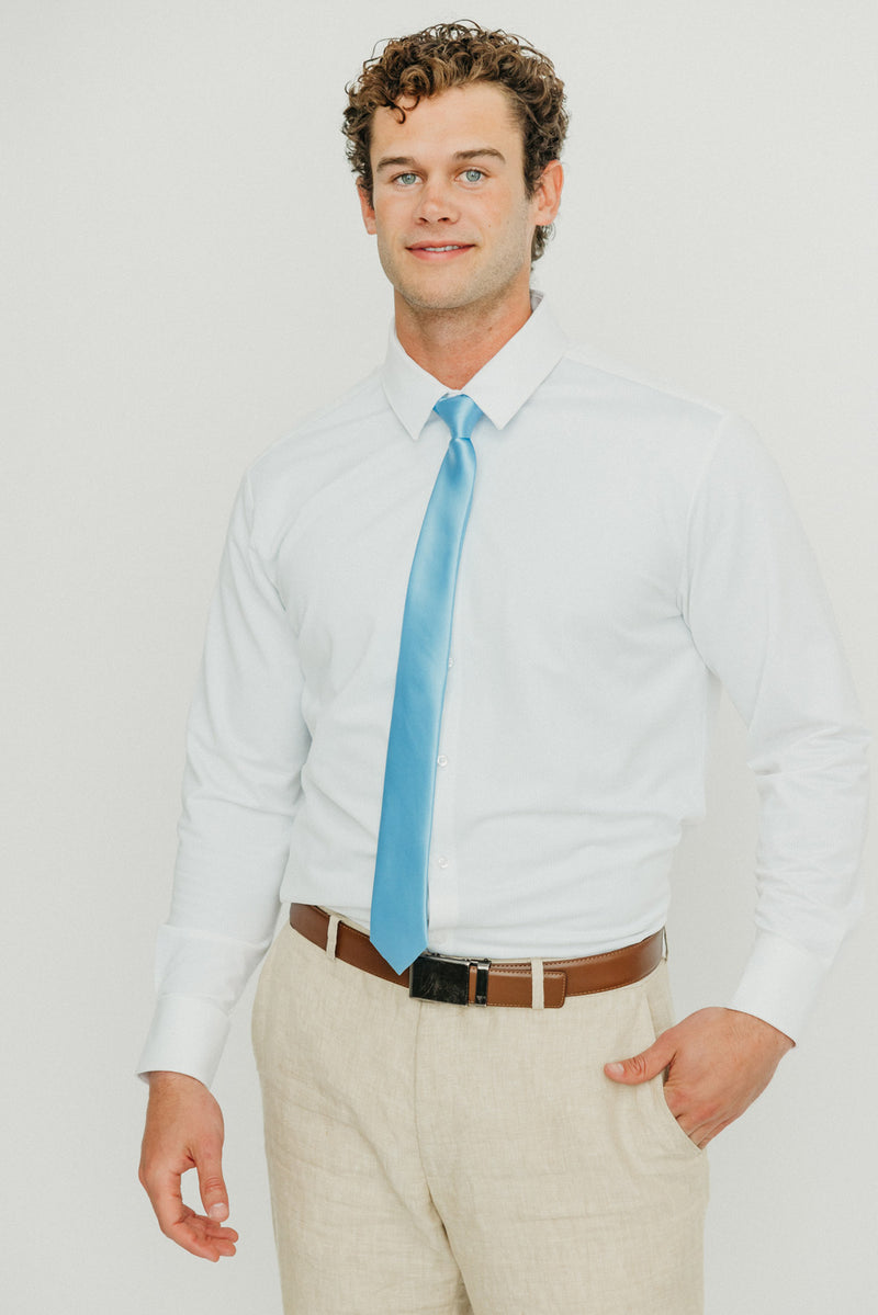 DAZI - Dusty Blue - Solid Polyester Satin Tie