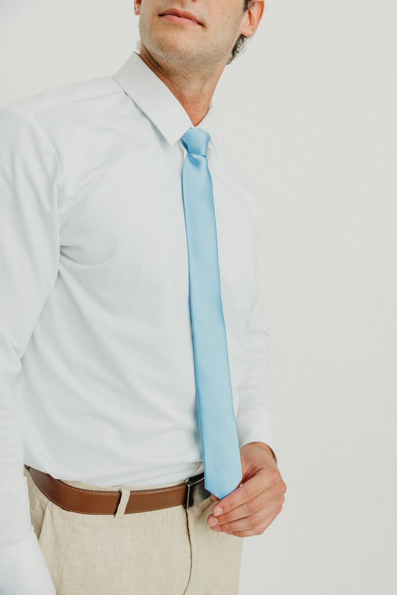 DAZI - Dusty Blue - Solid Polyester Satin Tie