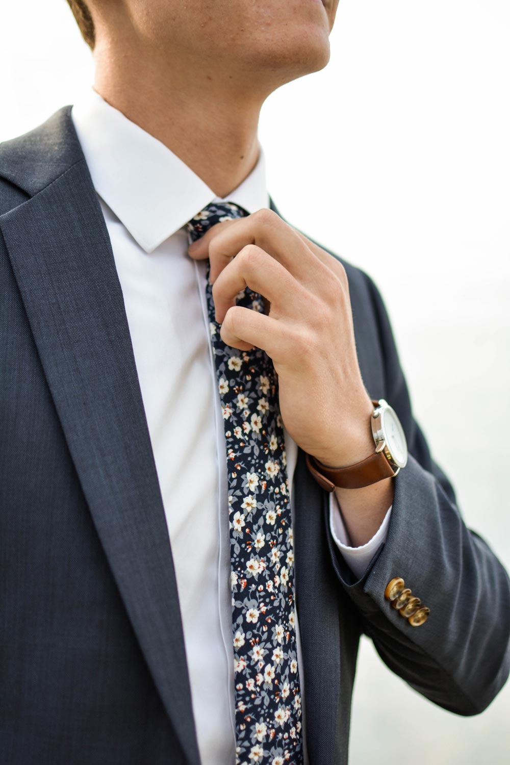 DAZI - Blueberry Bliss - Floral Skinny Tie